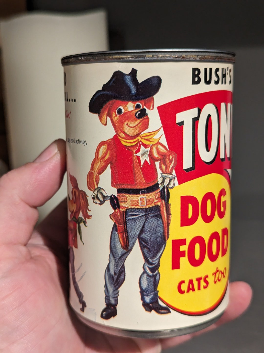 1950's Bush's Tony Brand Original Flavor Dog Food Can Label on Can ...
