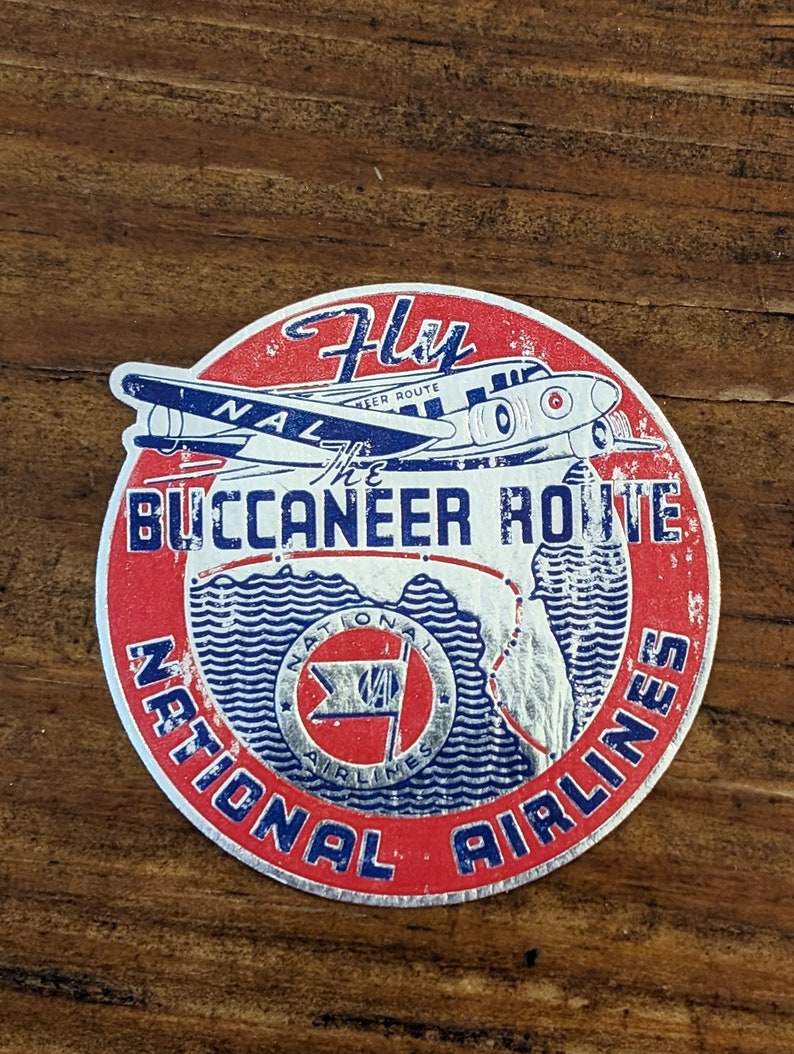 1940's National Airlines Gummed Label Buccaneer Route - Old & Original ...