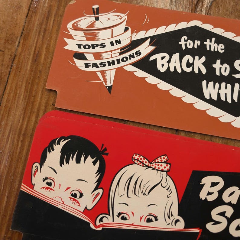 Original 1950s 60s Back to School Sale Vintage Price Sign Card - Double ...
