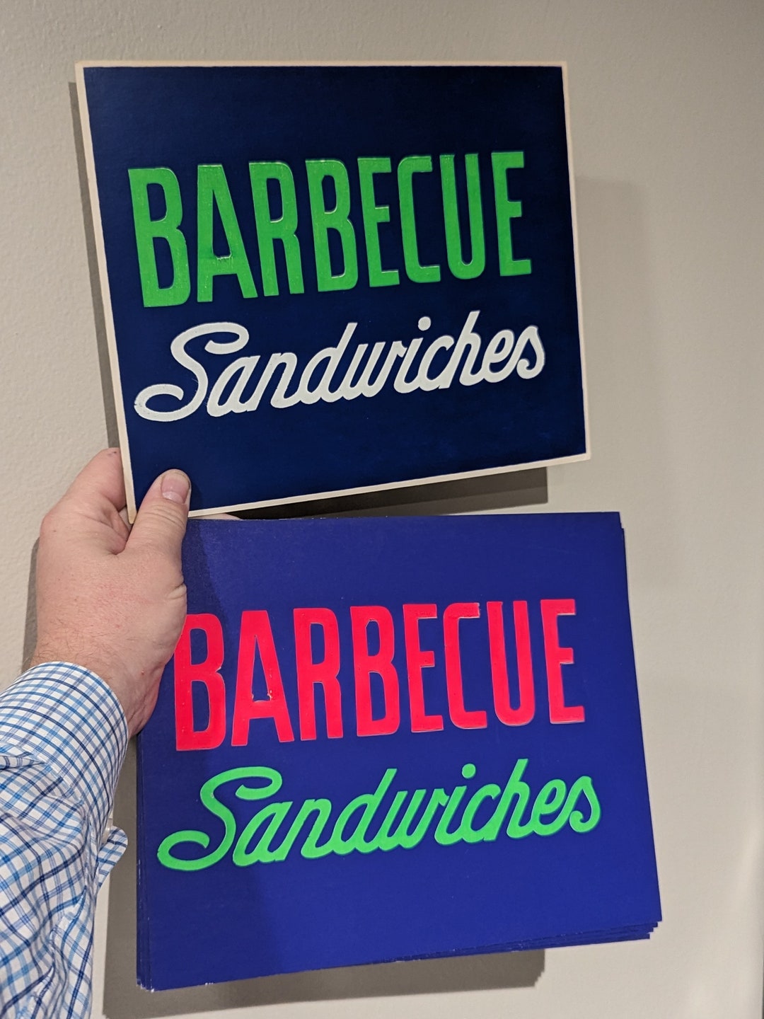 1950's Barbeque Sandwiches BBQ Cardboard Sign Vintage Diner Restaurant ...