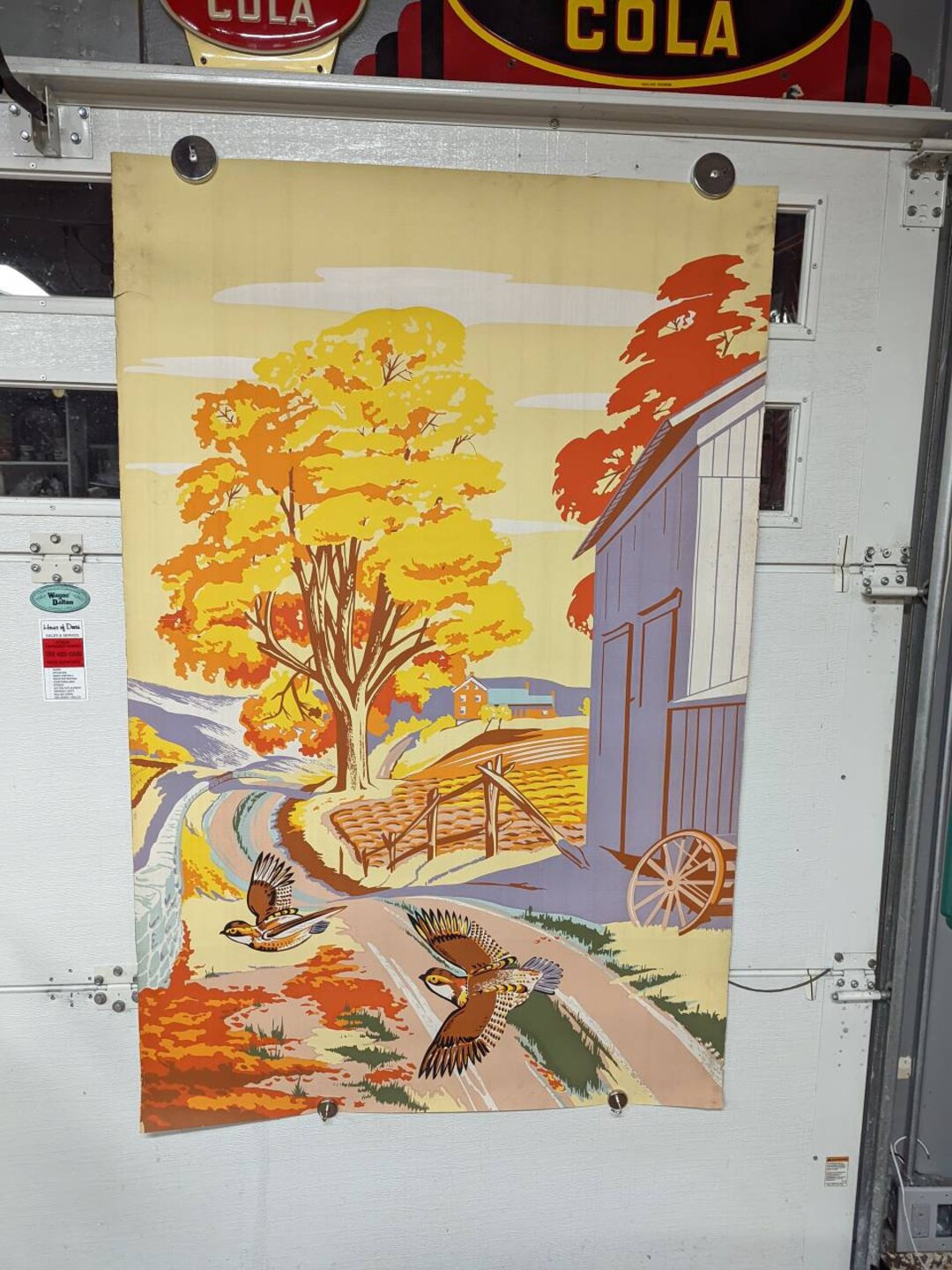 1940's Autumn With Partridge Birds Window Display Sign Poster - Old ...