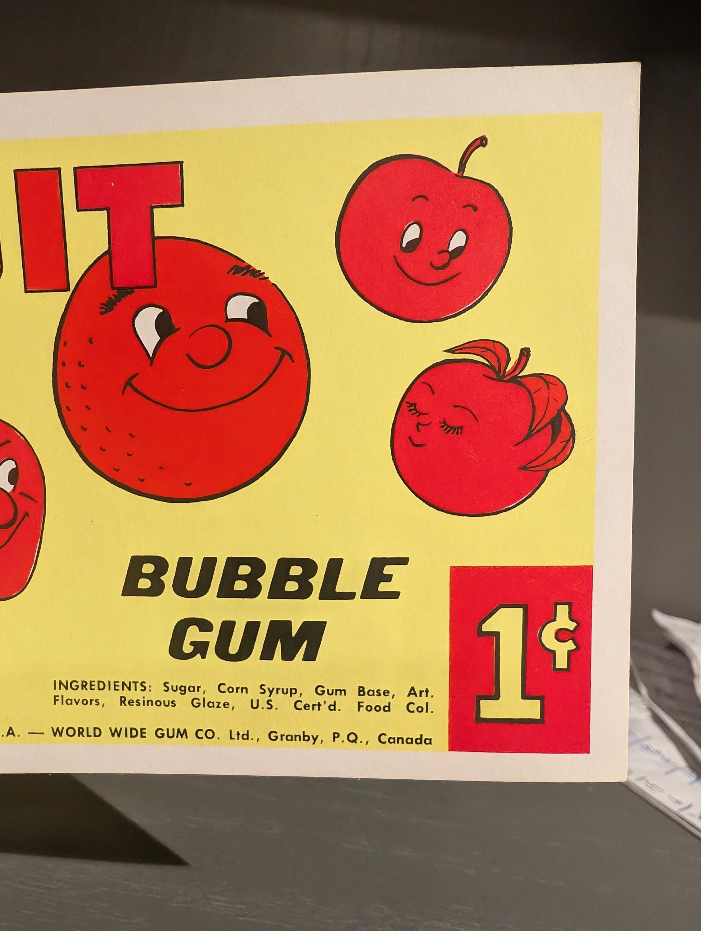 NOS 1960s Fruit Flavored Gumball Machine Price Sign - Cardboard ...