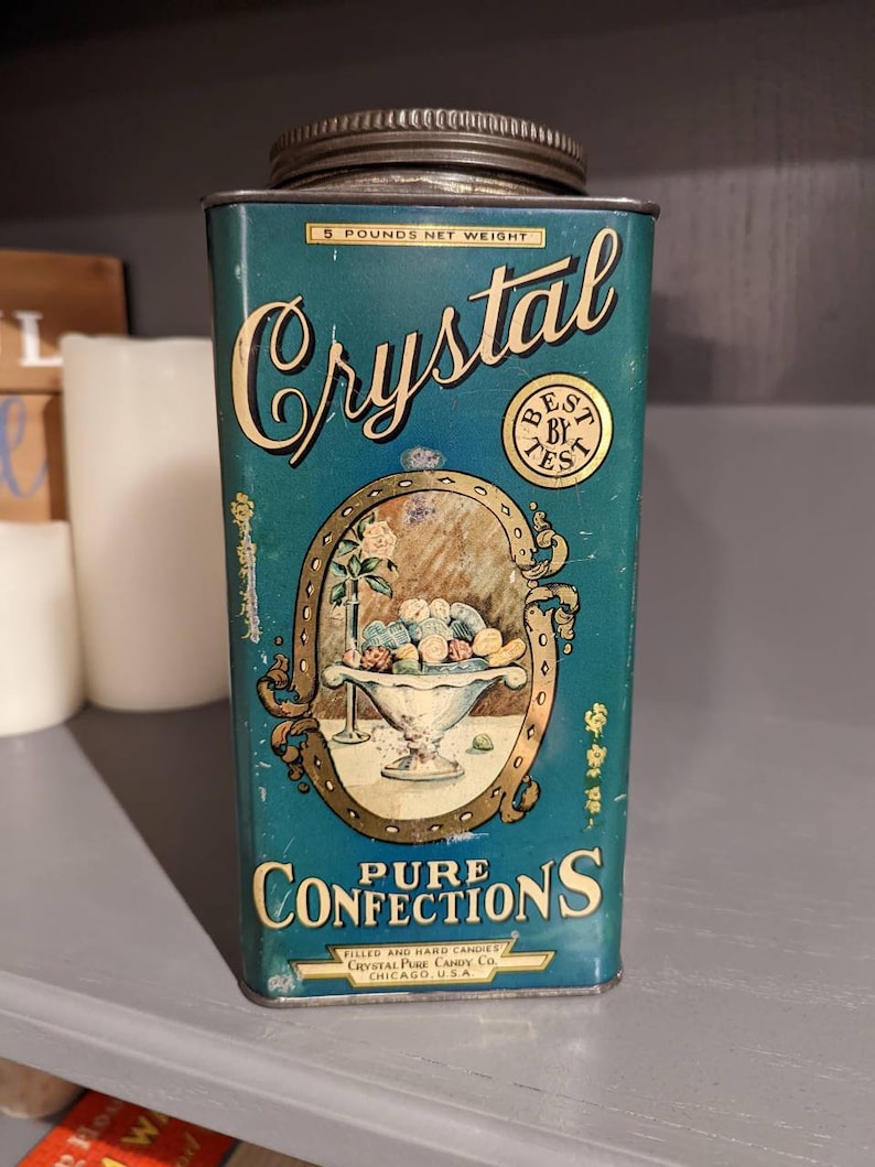 1920's Crystal Pure Confections Hard Candies Candy Can - Etsy