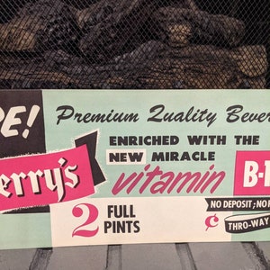 Original 1960's Perry's Beverages Soda Fountain Sign- Old & Original ...