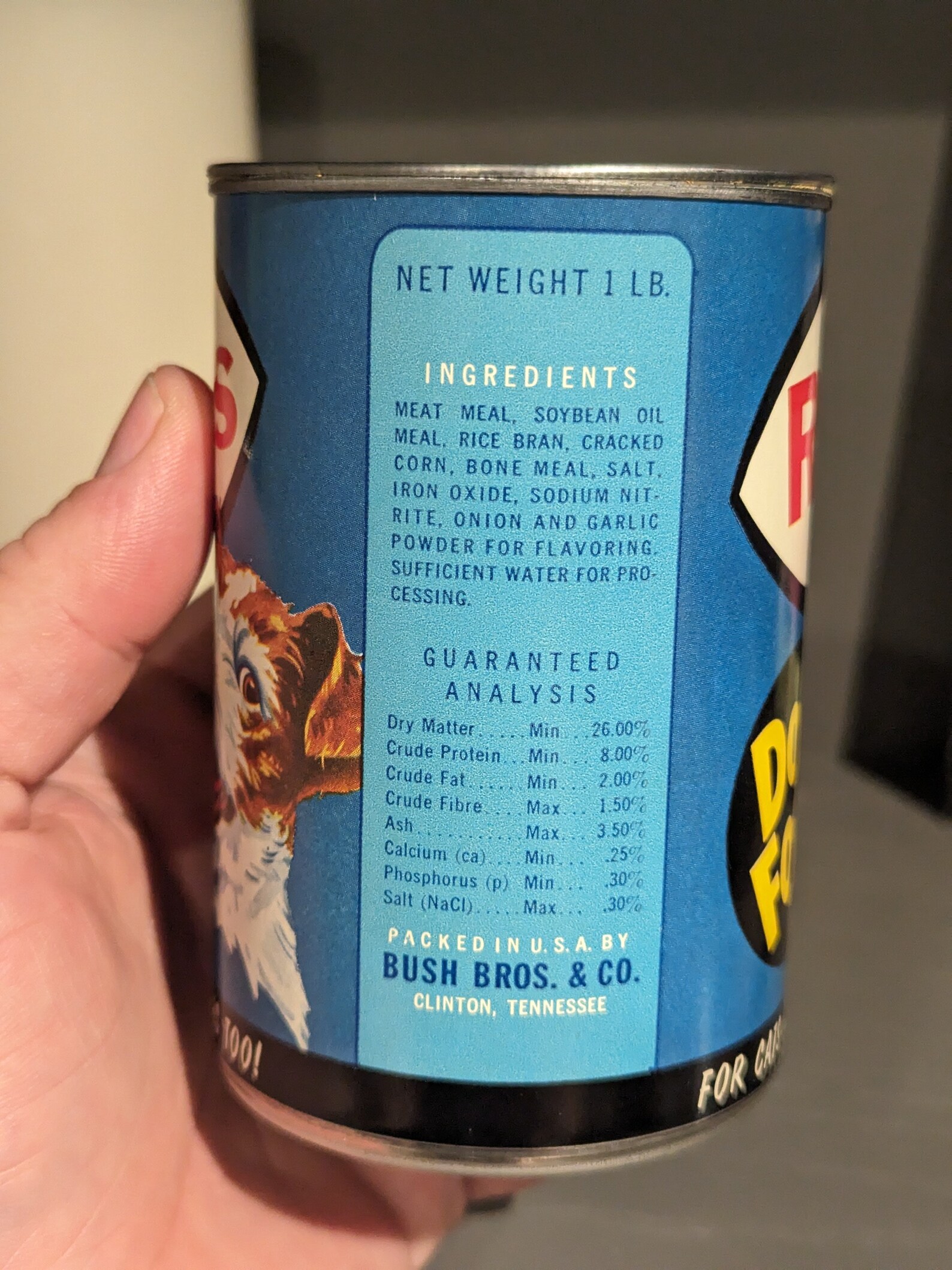 1960's Rags Brand Original Flavor Dog Food Can Label on Can Dated 1960 ...