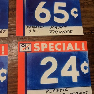 5 1/2 X 7 OK Farewell Hardware Store 1960's Hardware Store Price Sign ...