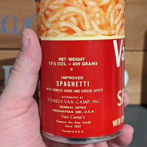 1950's Van Camp's Spaghetti Can Label on Can - Original Vintage ...