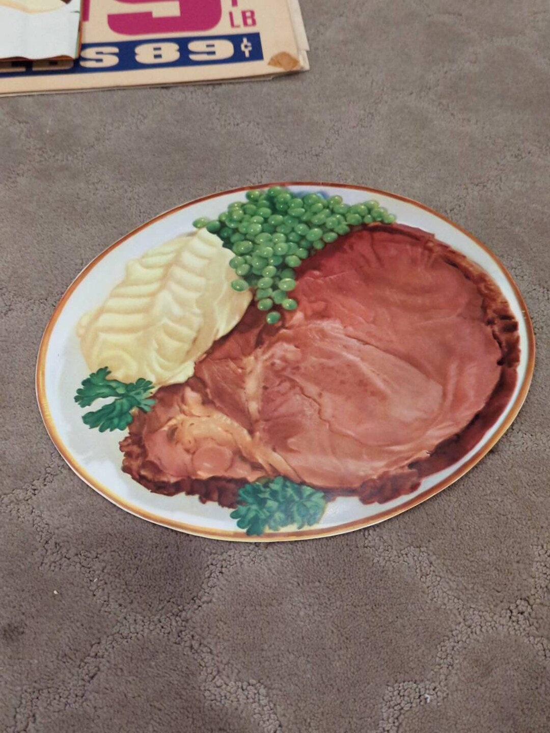 1960's Prime Rib Dinner Plate Diner Sign - Die Cut Soda Fountain Sign ...