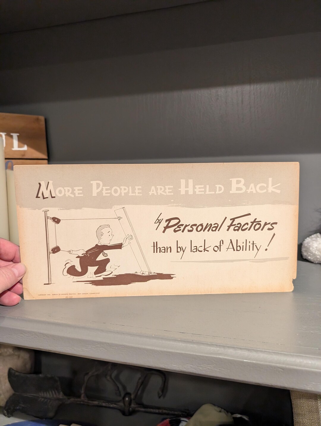 Original Vintage People Held Back by Personal Factors Cardboard Sign ...