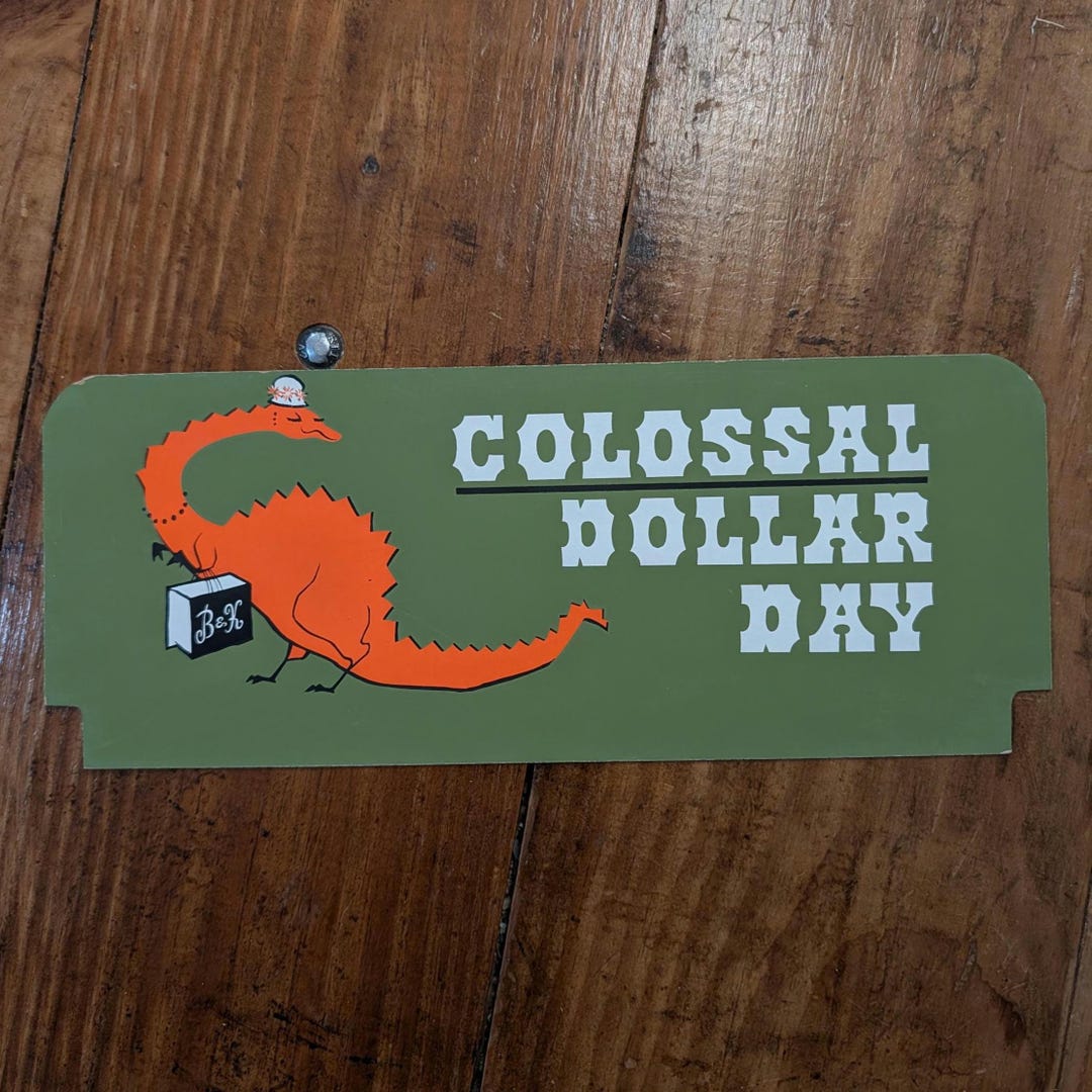 Original 1950s 60s Colossal Dollar Day Sale Vintage Price Sign Card ...