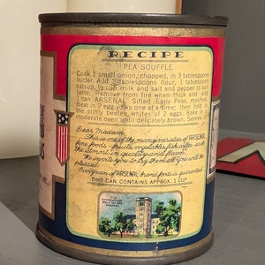 1920s Arsenal Brand Peas Can Label on Can Original Vintage - Food ...