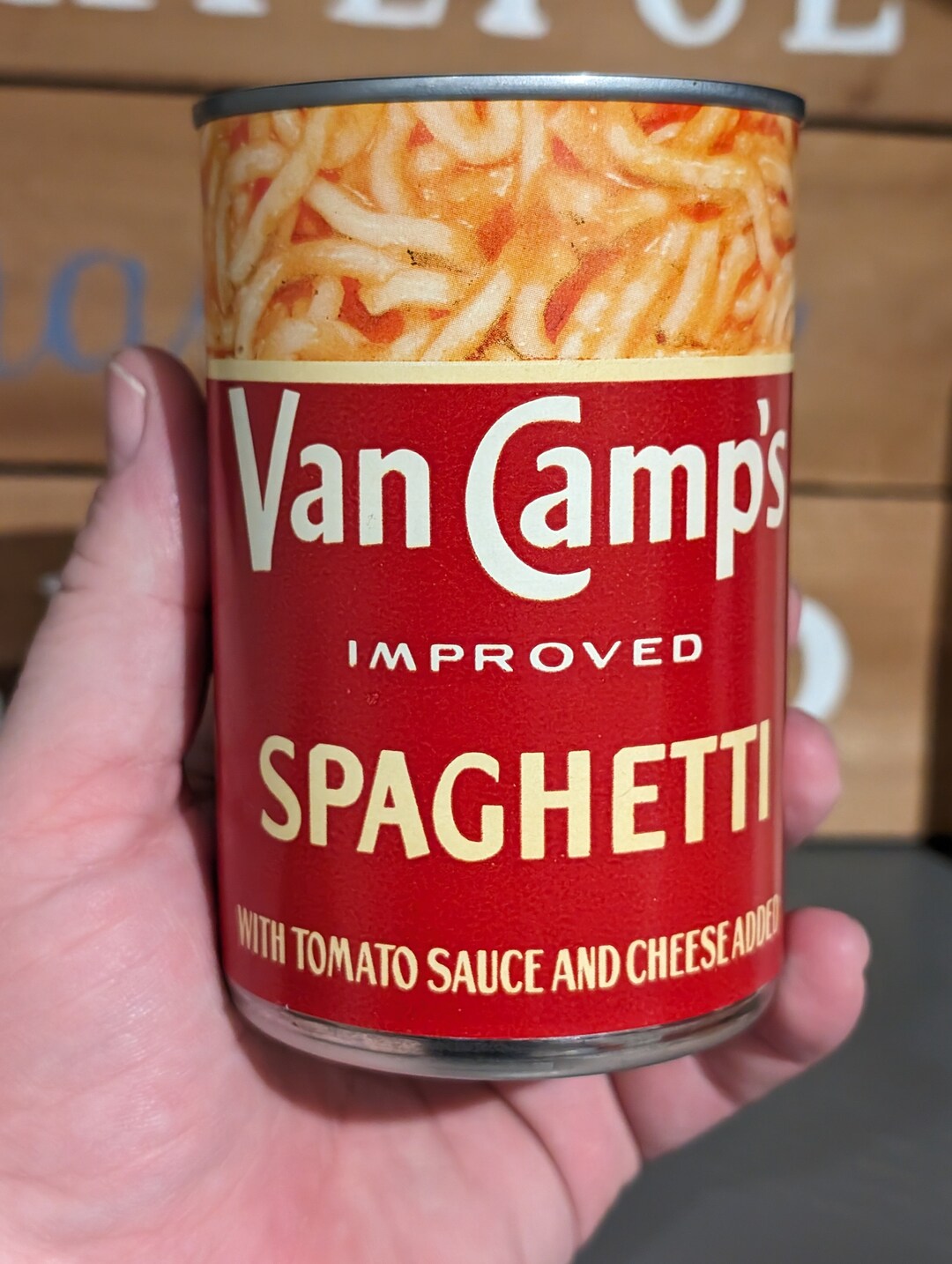 1950's Van Camp's Spaghetti Can Label on Can Original Vintage Stokley ...