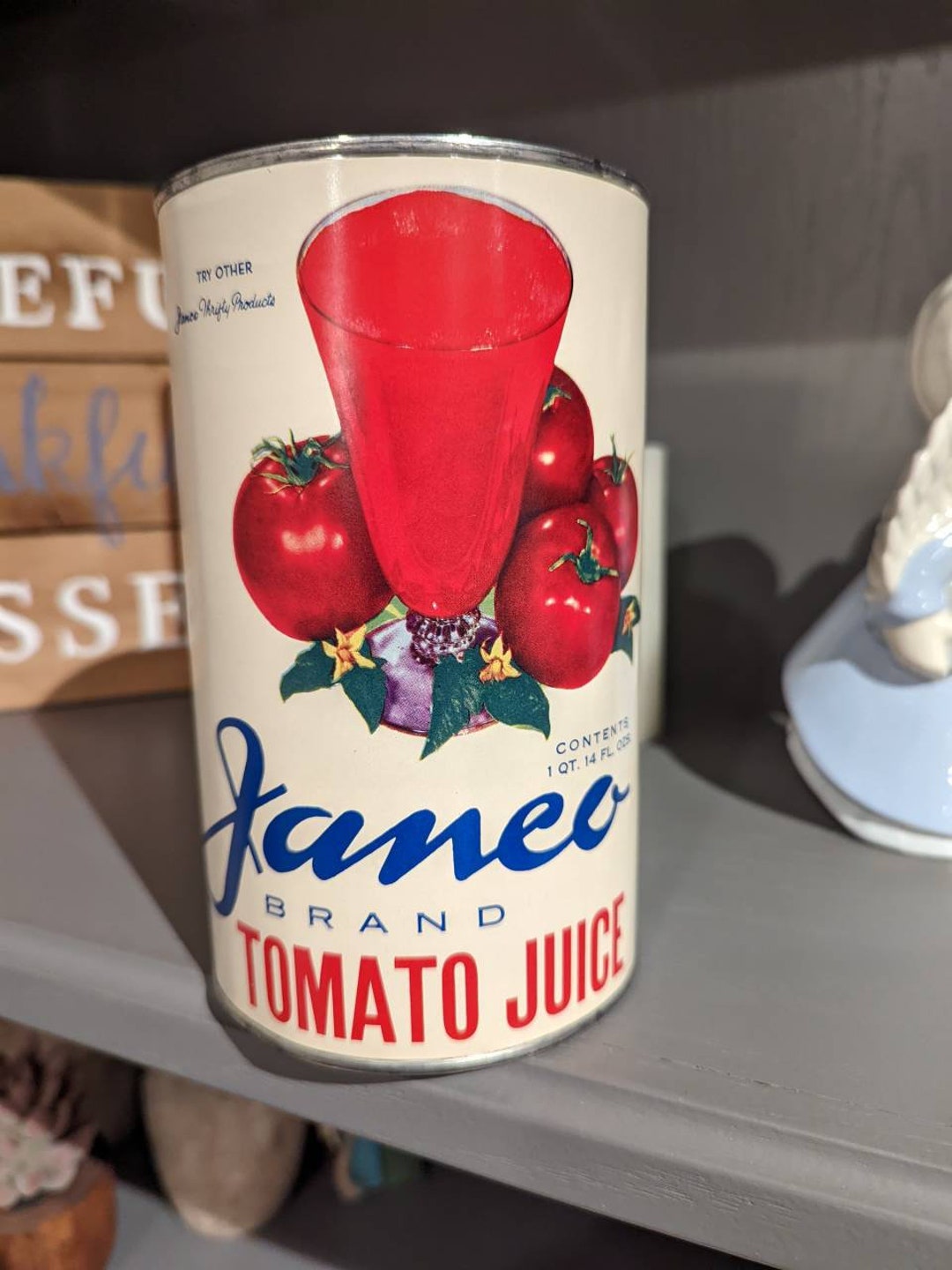 1960's Janco Tomato Juice Can Label on Can Kitchen Products Original ...