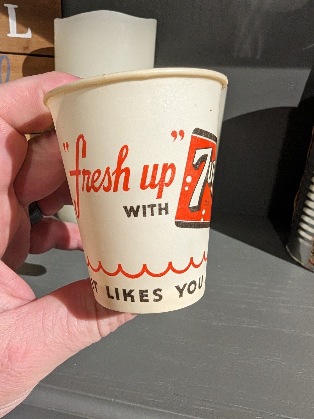 NOS Seven-up 7up Soda Sample Cup - Old & Original 50's - Fresh up 4 Oz ...