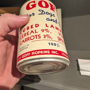 1940s Goff Dog Food Display Sign With 2 Empty Cans - Goff Hopkins Inc ...