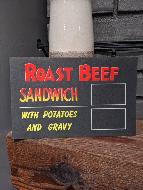 1950's Roast Beef Cardboard Sign Vintage Bakery Restaurant | Etsy