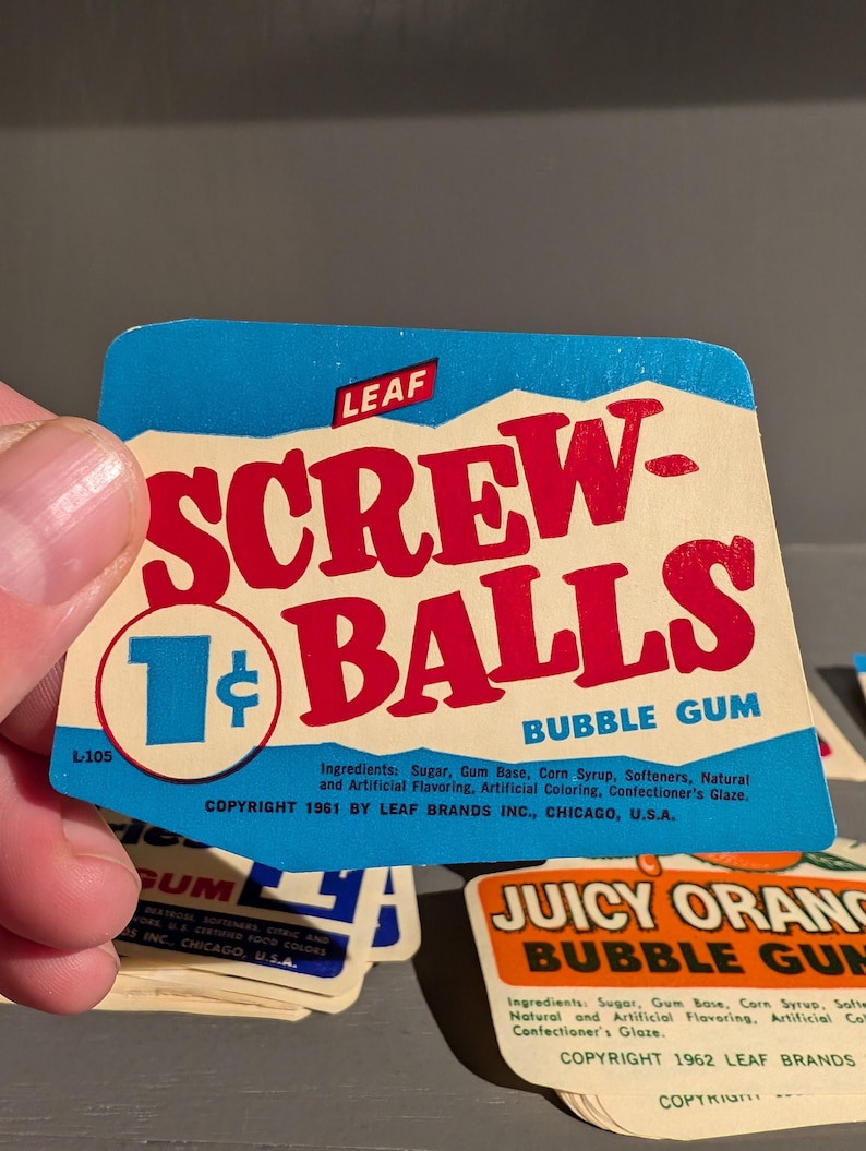 NOS 1950s 60s Leaf Bubble Gum Gumball Machine Price Sign - Paper Gummed ...