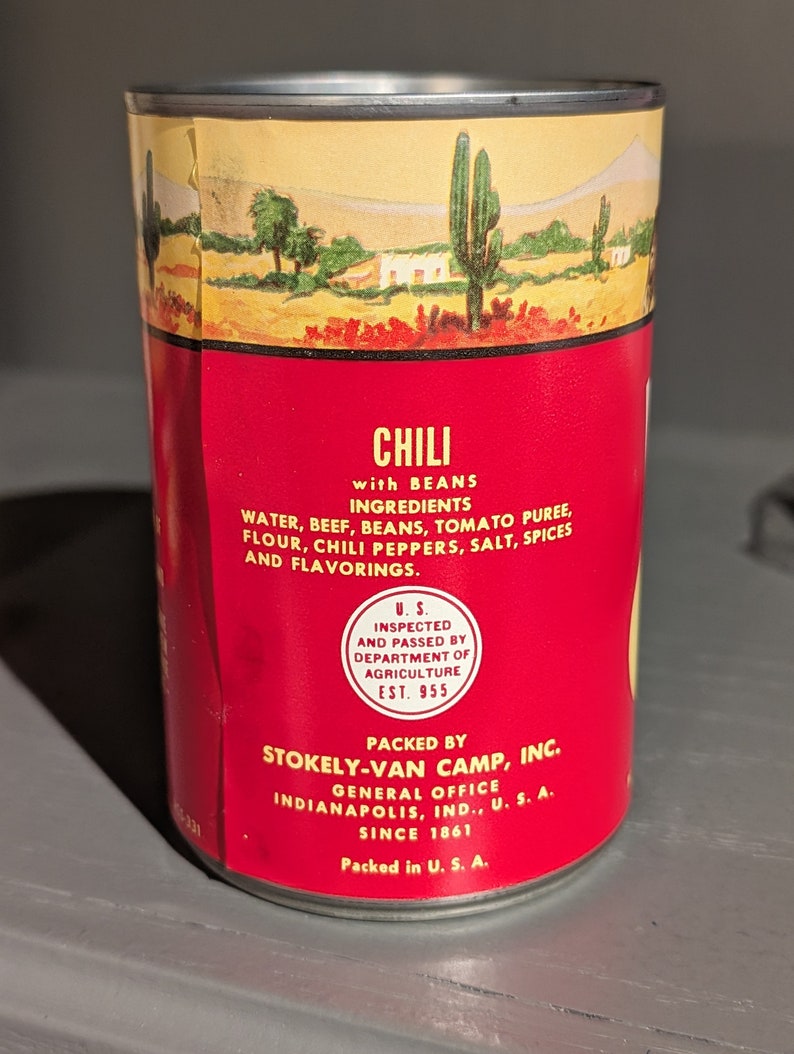 1960's Van Camp's Chili Can Label on Can - Original Vintage - Stokley ...