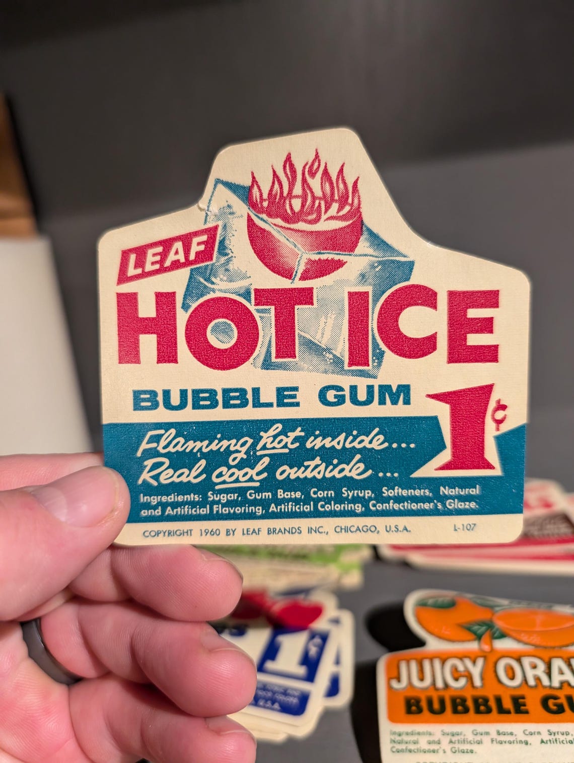 NOS 1950s 60s Leaf Bubble Gum Gumball Machine Price Sign - Paper Gummed ...