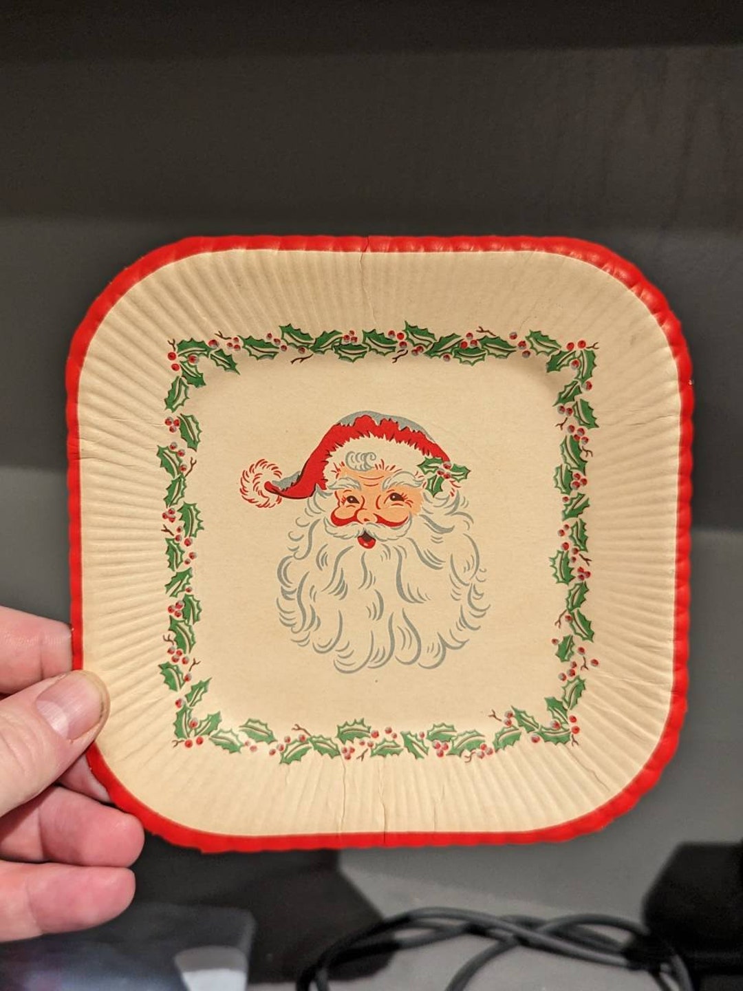 NOS 1950s Santa Claus Christmas Plate Paper Plates Original Paper Plate ...