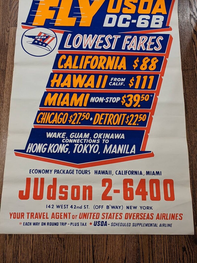 Vintage Large 1960's Fly USOA United States Overseas - Etsy