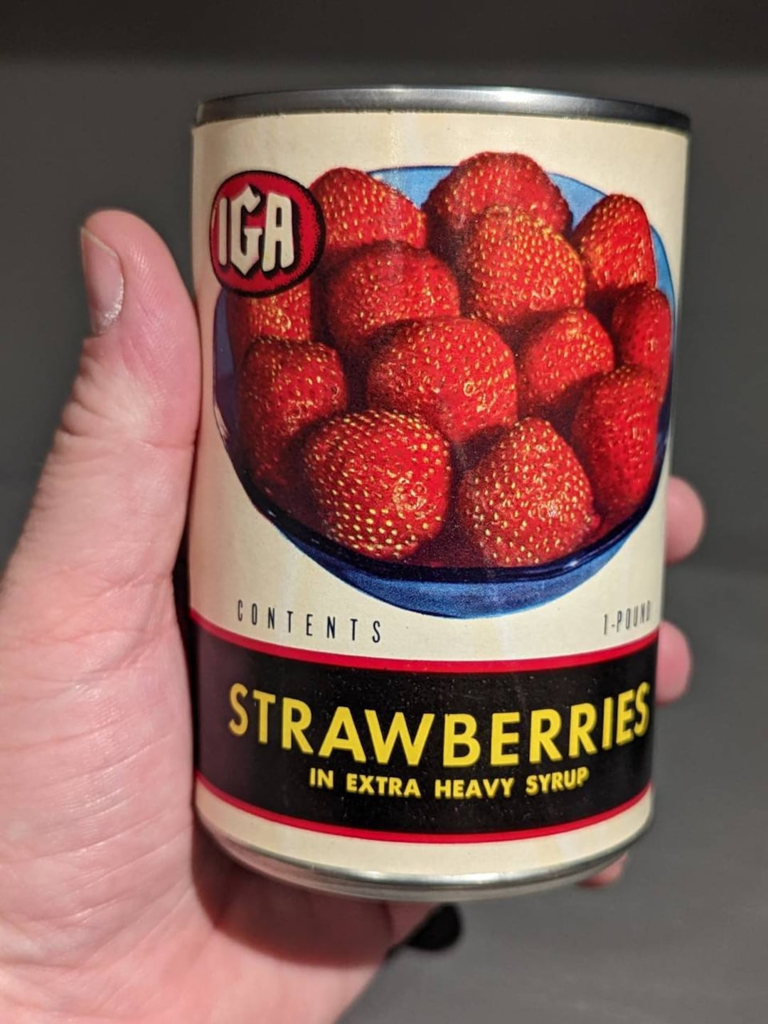 1940's IGA Strawberries Pie Filling Can Label on Can Original Vintage ...