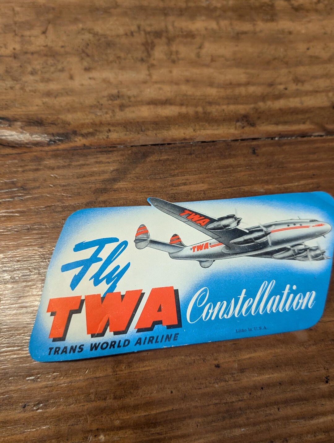 1950's TWA Airlines Constellation Gummed Label - Old & Original ...