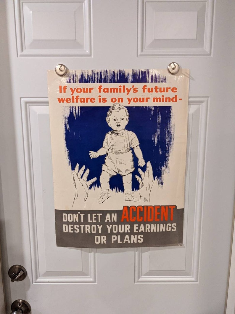 Original Vintage 1960s Industrial Sign Safety Poster | Etsy