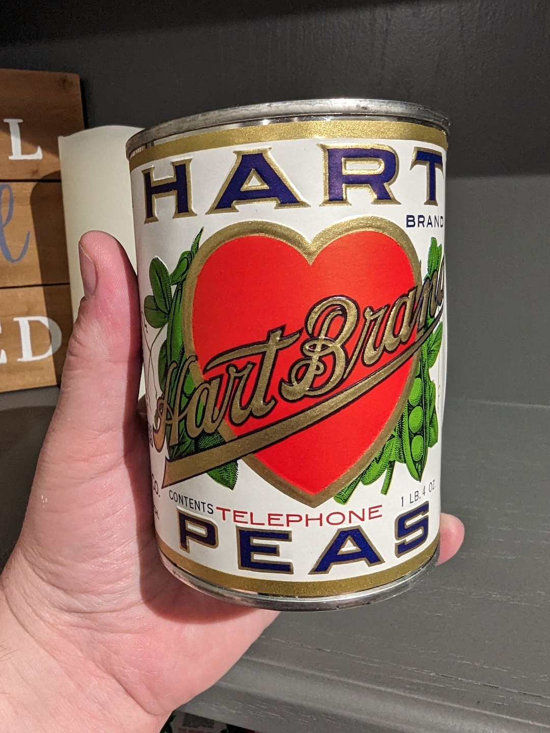 1920's Hart Brand Telephone Peas - Script-. Can Label on Can Original ...