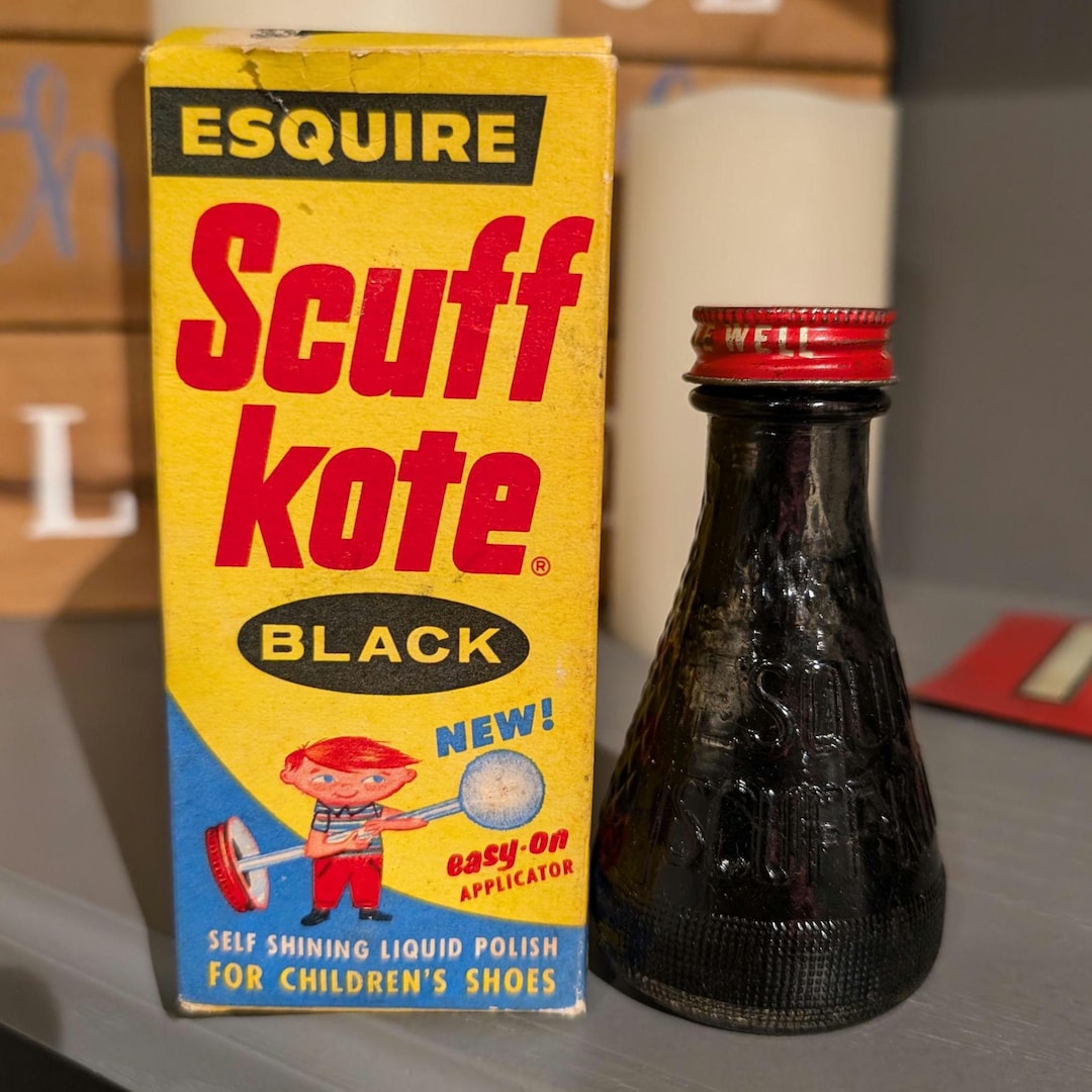 1960s Esquire Scuff-kote - Vintage Shoe Polish Box and Bottle - Old ...
