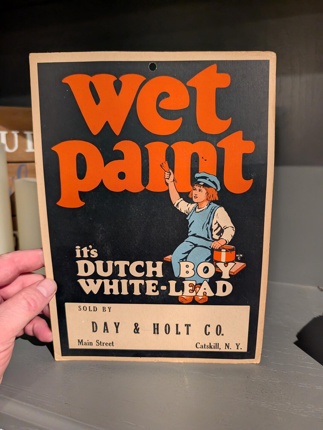 Original 1930 Dutch Boy Paints Wet Paint Cardboard Sign - Vintage ...
