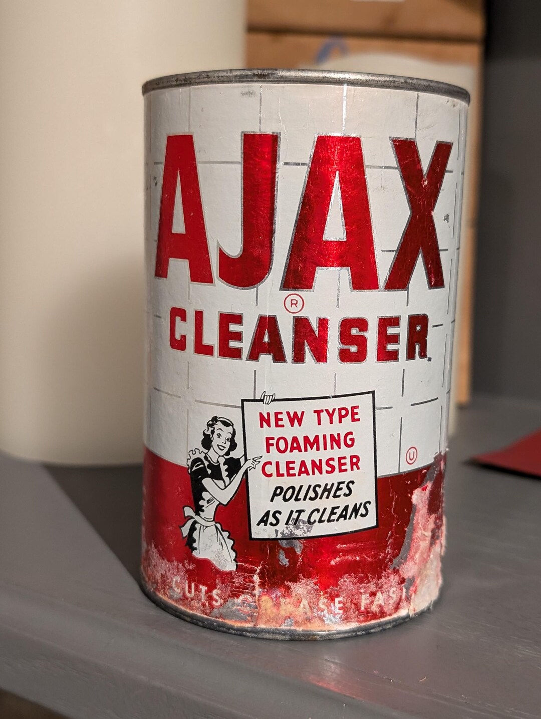 Original 1952 Ajax Scouring Powder Cleaner Vintage Laundry - Empty Can ...