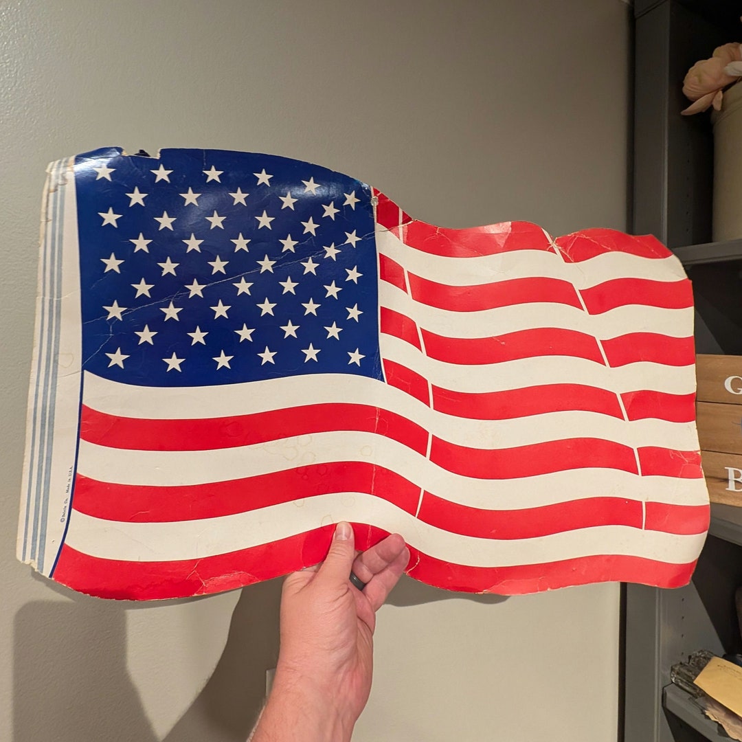 1980s Bestile American Flag Cardboard Old & Original Double Sided Decor ...