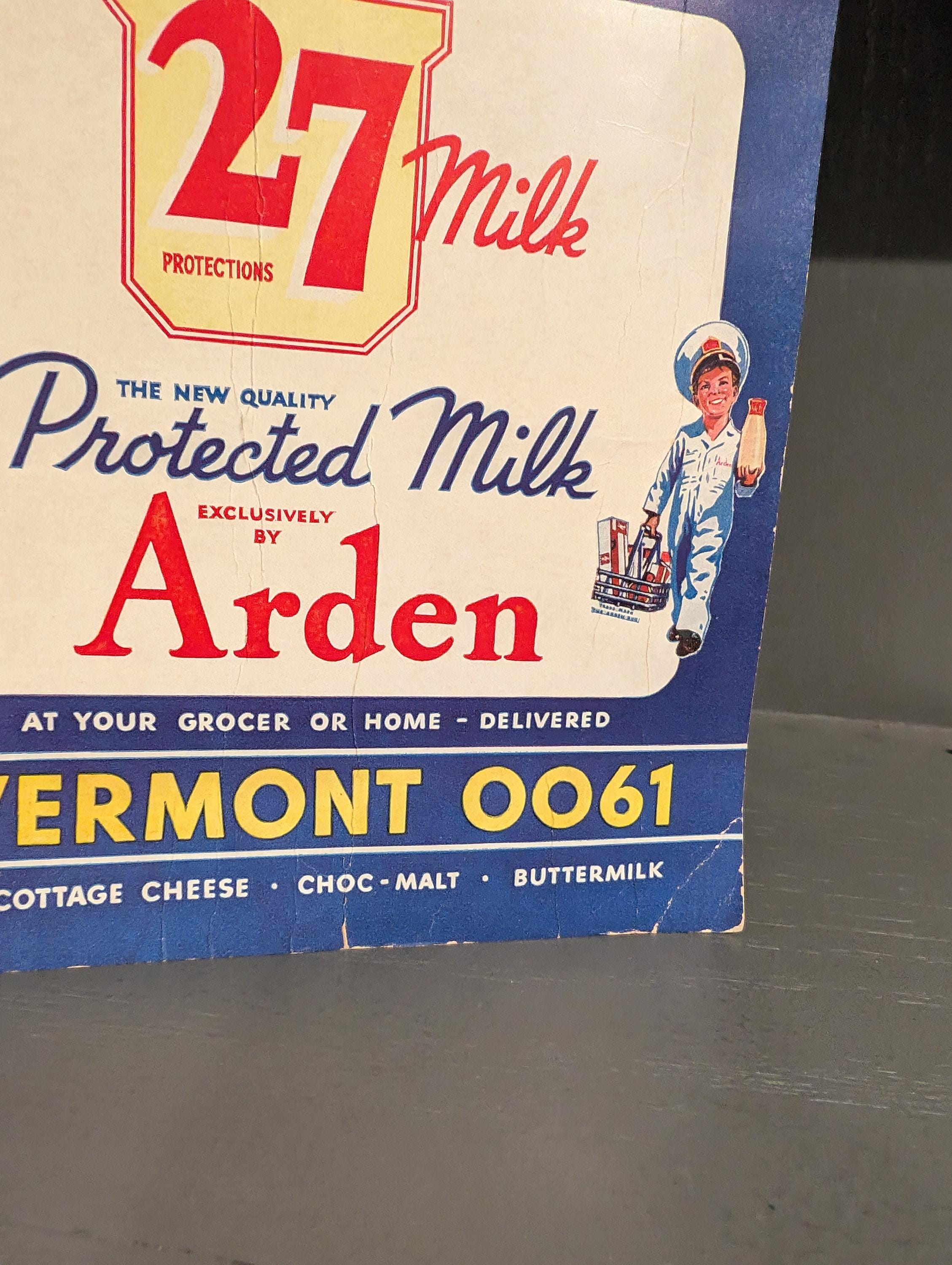 1940s Arden Ice Cream Double Sided Sign - Old & Original Arden Dairy ...