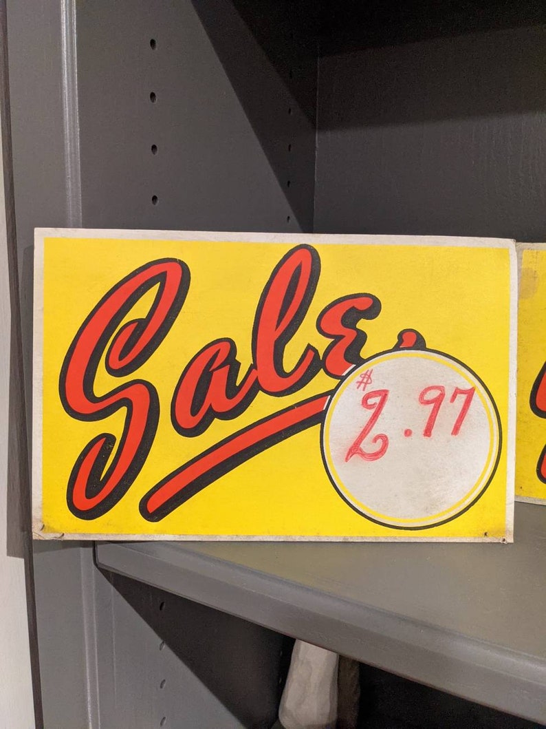 Original 1940's Yellow Sale Store Price Sign Vintage Sign - Etsy