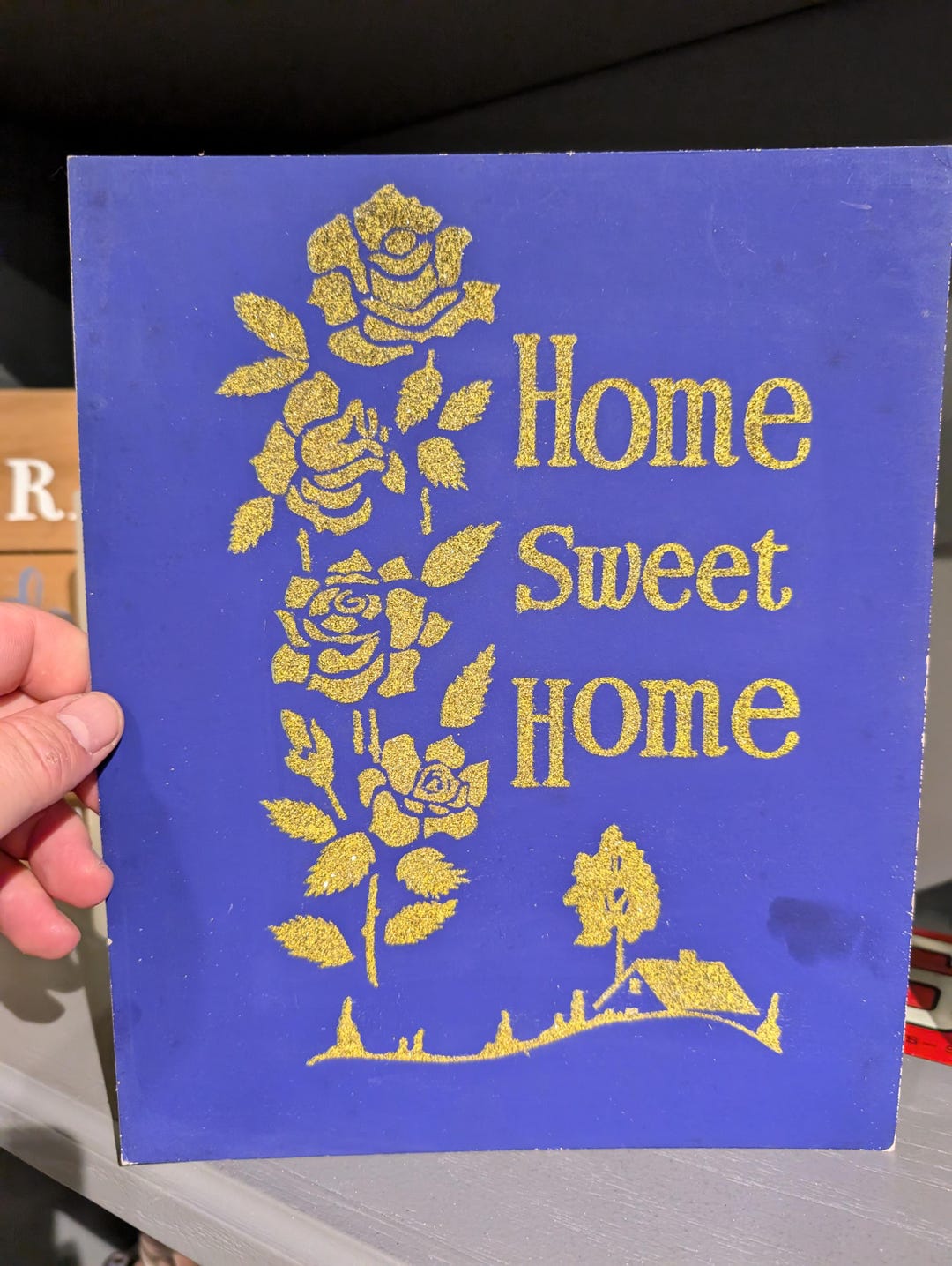 Original 1950's Home Sweet Home is Glitter Cardboard Sign Vintage Motto ...