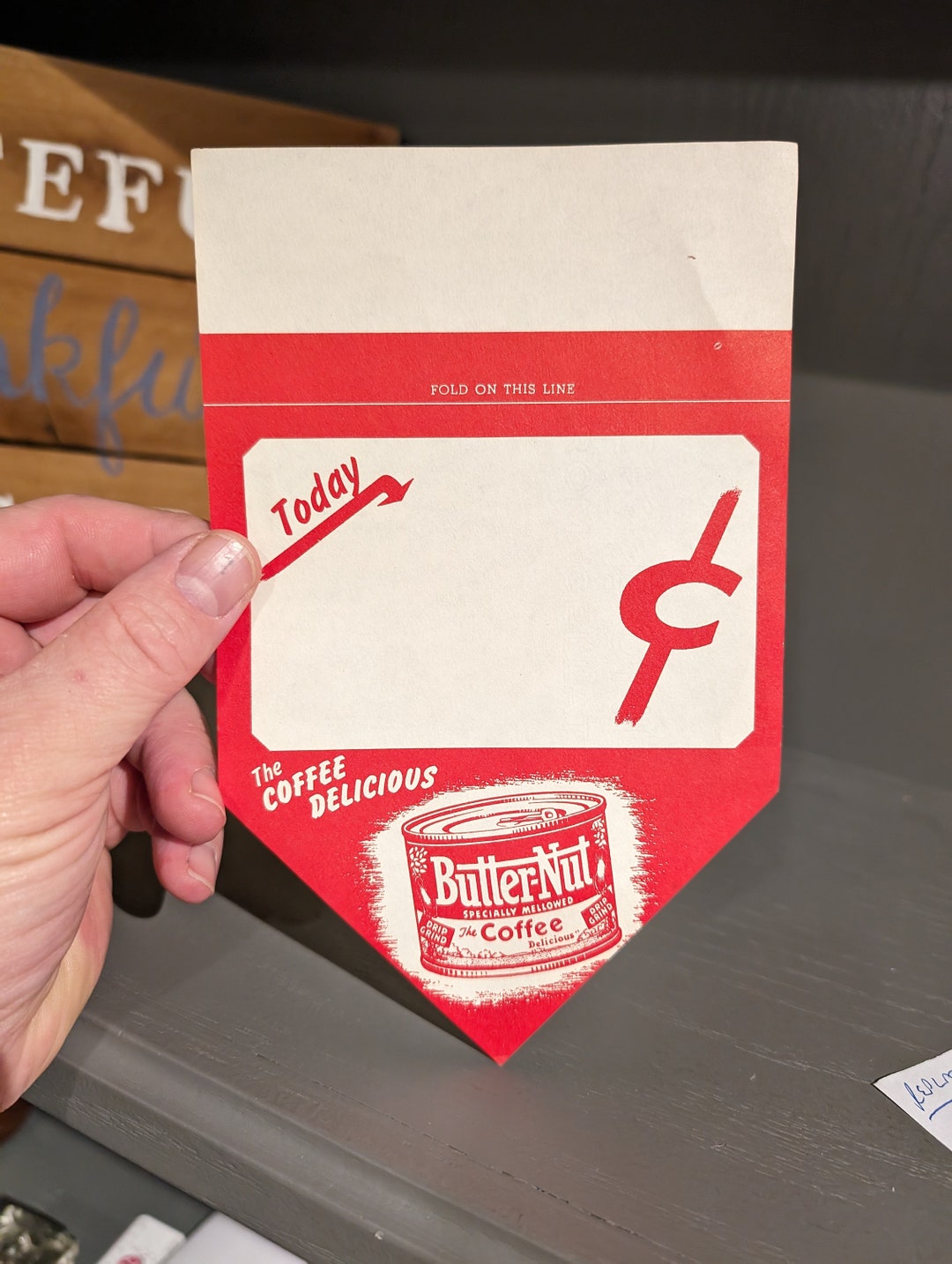 Butter Nut Coffee Grocery Store Price Sign Old & Original Shelf Hanger ...