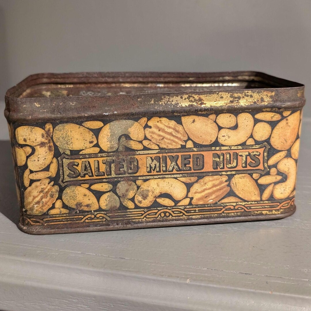Rustic 1920's Salted Mixed Nuts Original Metal Can - With Great ...