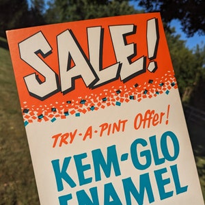 Original 1960s Sherwin Williams Paints - Kem-glo Paint Cardboard Sign ...