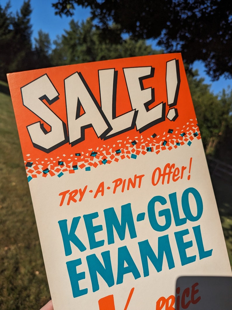 Original 1960s Sherwin Williams Paints - Kem-glo Paint Cardboard Sign ...