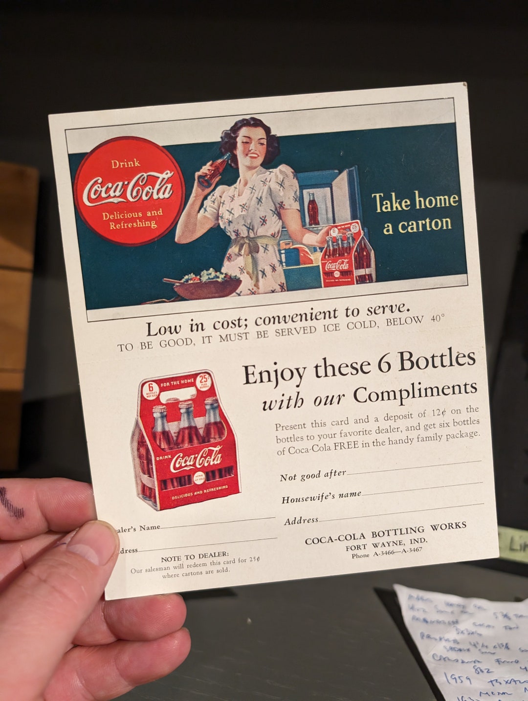 1930s 40s Coca-cola Free Coca-cola Post Card Old & Original - NOS New ...