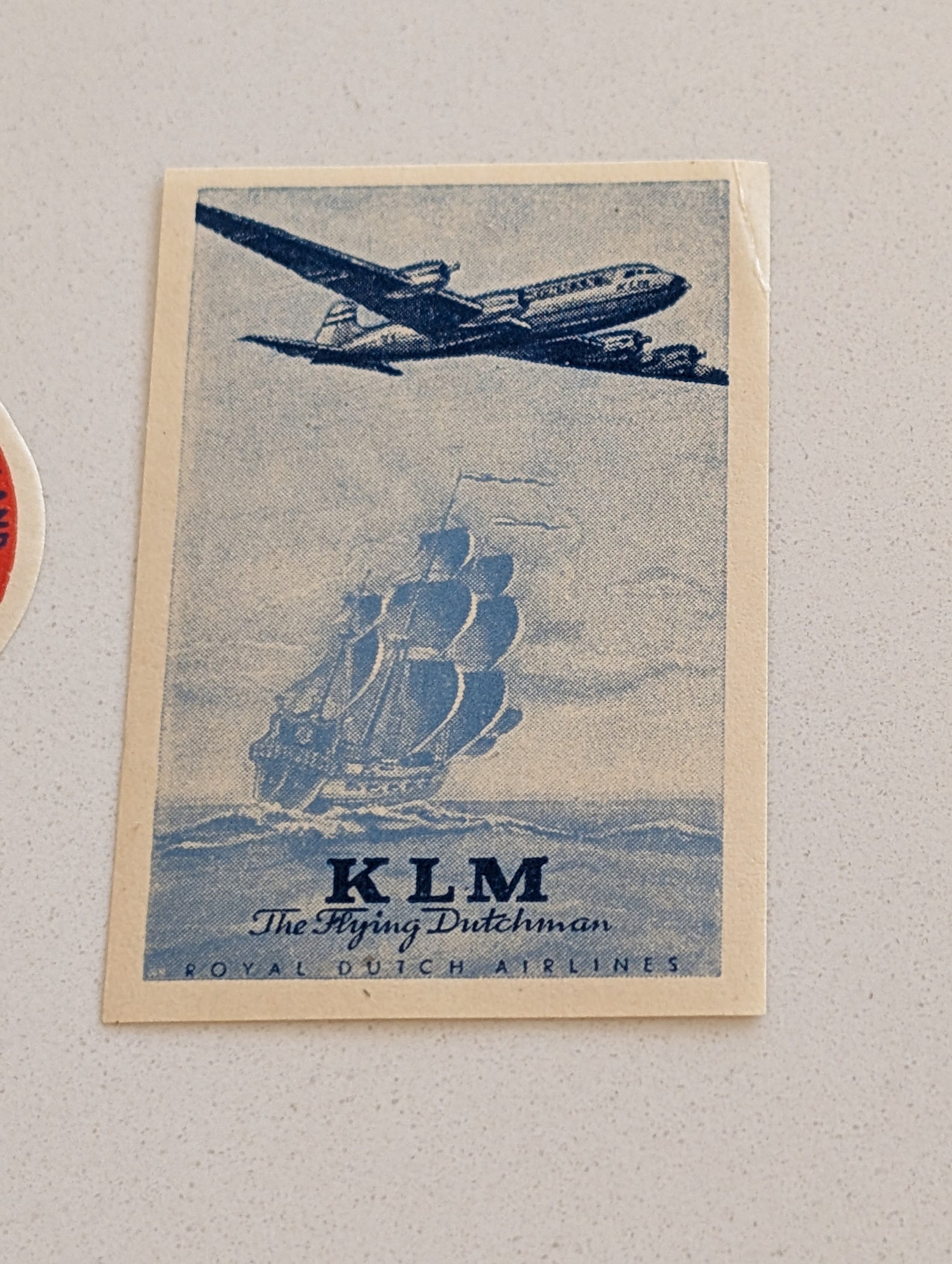 Pair of 1940s 50s K-L-M Royal Dutch Airlines Flying Dutchman Labels ...