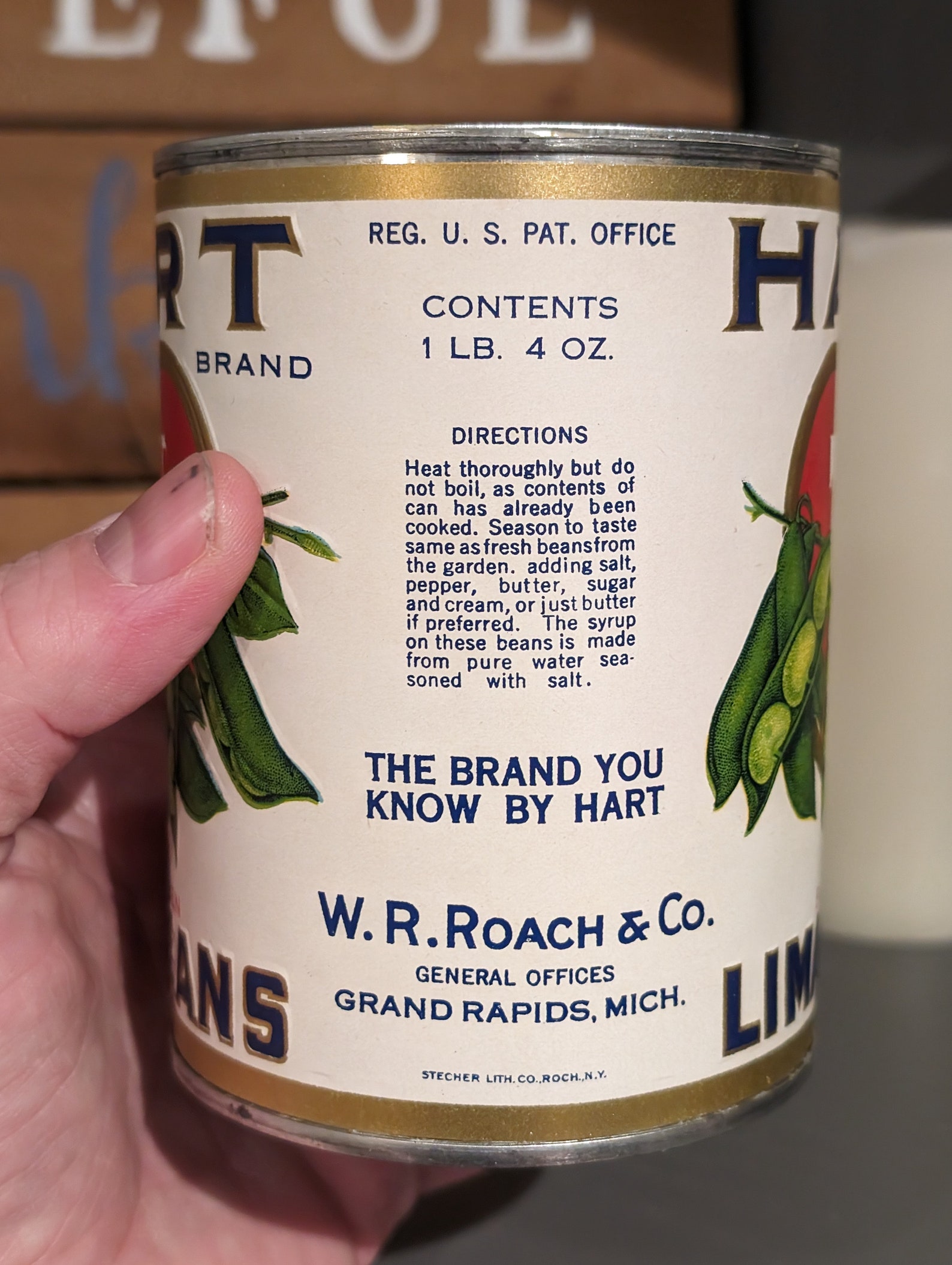 1920's 30s Hart Brand Lima Beans Can Label on Can Original Vintage ...