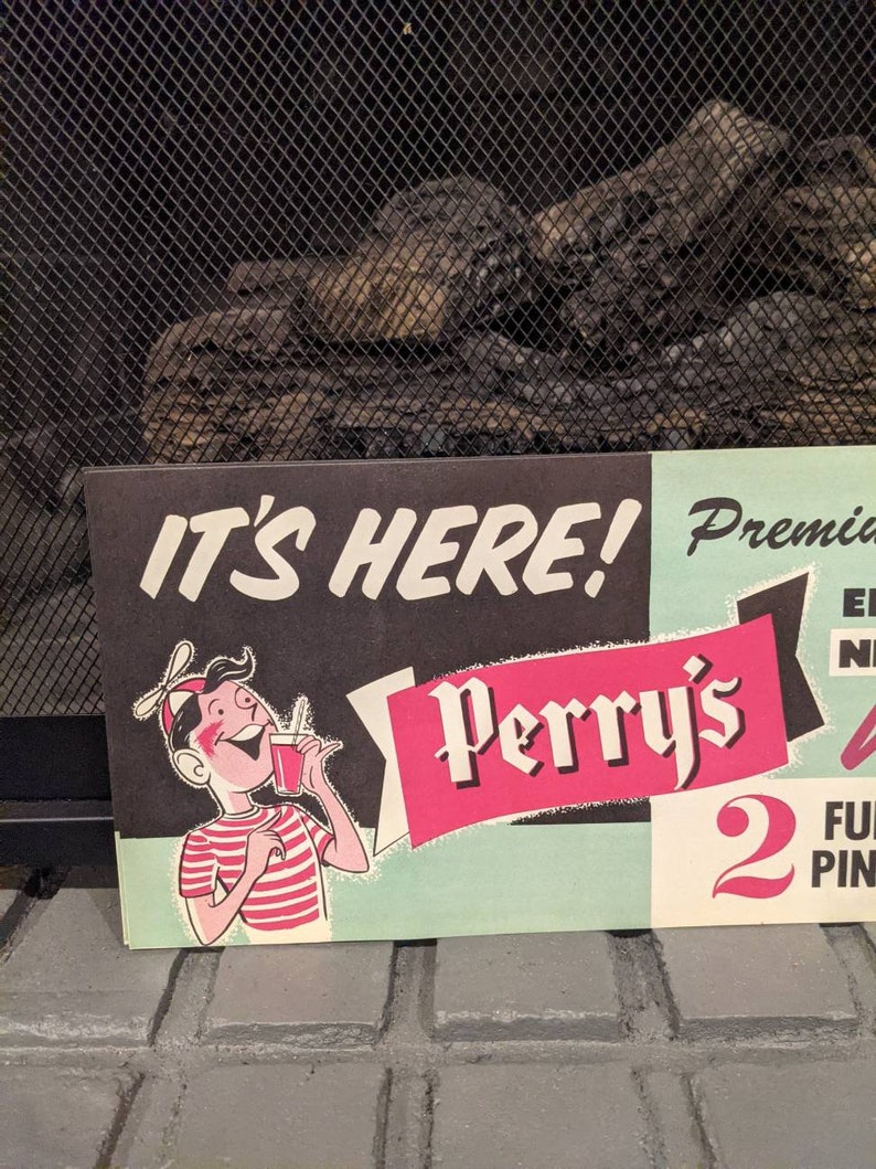 Original 1960's Perry's Beverages Soda Fountain Sign | Etsy