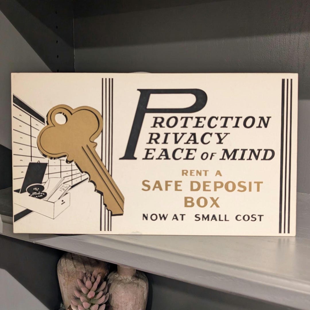 Original 1960s Safe Deposit Box Vintage Bank Sign - Thick Crescent ...