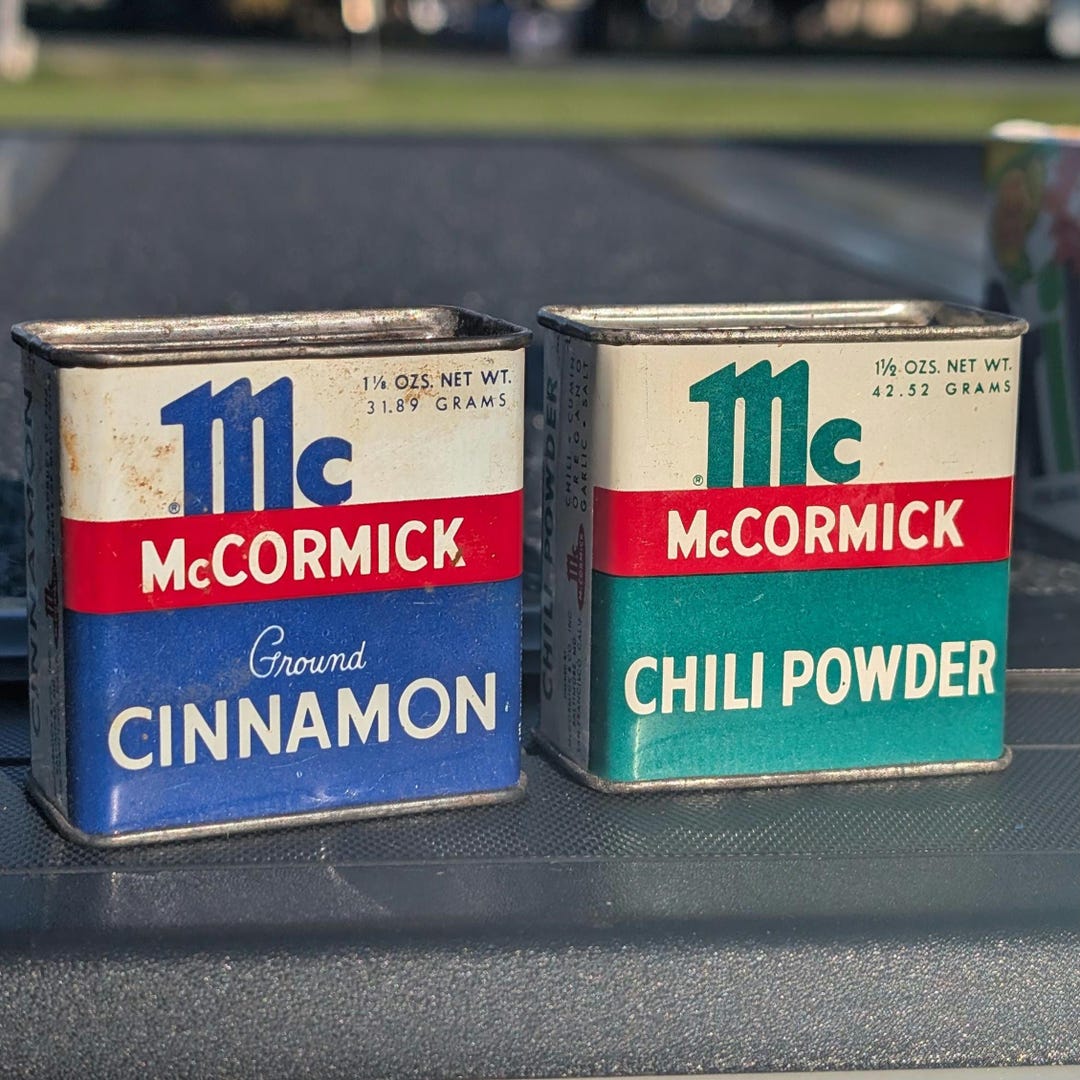 1950s/60s Old & Original Mccormick Metal Spice Tin CHOICE: Cinnamon or ...