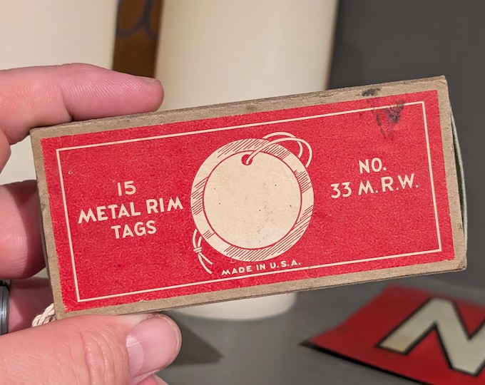 Vintage Dennison-like Paper Metal Rim Key Ring Tags Metal Tin - Old and ...