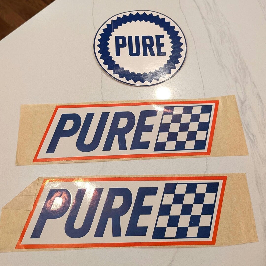 Vintage 1969 Pure Oil Company Racing Gasoline Gas Pump Station Decal ...