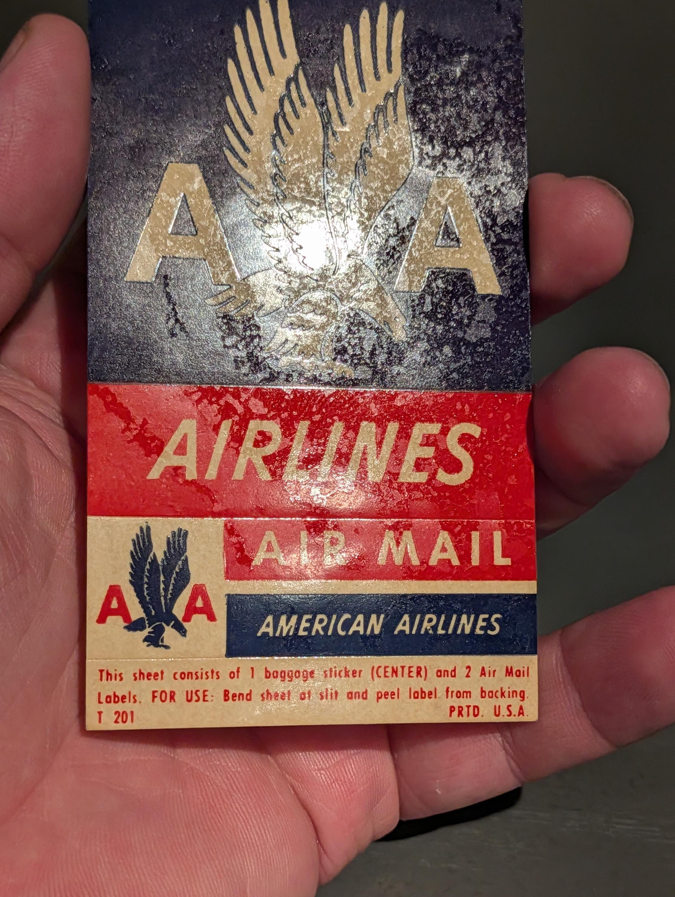 1950s American Airlines Stickers and Air Mail Label - Old & Original ...
