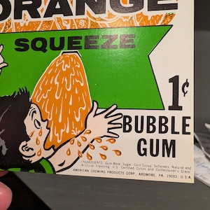 NOS 1960s Orange Squeeze Gumball Machine Price Sign - Cardboard Retail ...